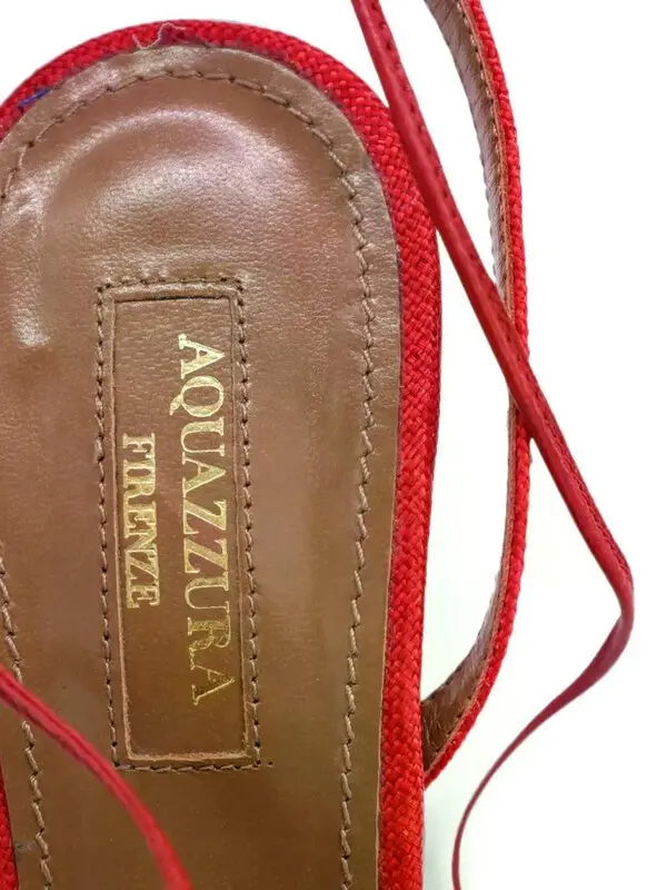 AQUAZZURA Pom Pom Lace-up Sandals