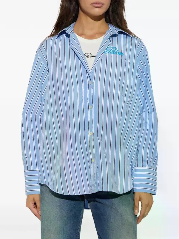 Palm Angels Striped Embroidered Logo Shirt
