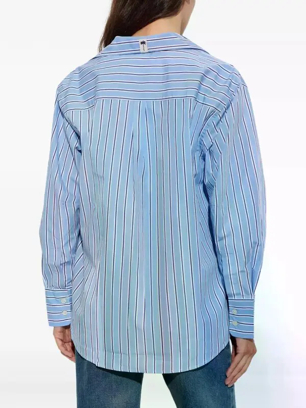 Palm Angels Striped Embroidered Logo Shirt