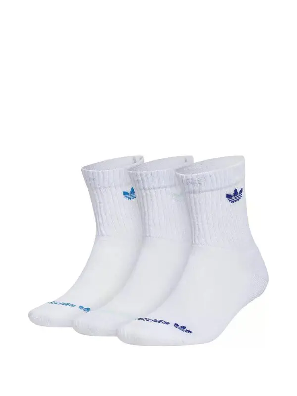 Adidas Trefoil Ribbed-knit Socks Pack Of Three - White