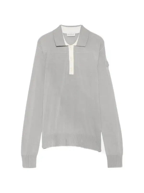 Moncler Long-sleeve Polo Top - Grey