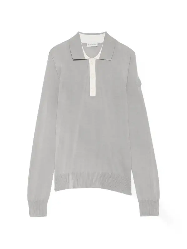 Moncler Long-sleeve Polo Top - Grey