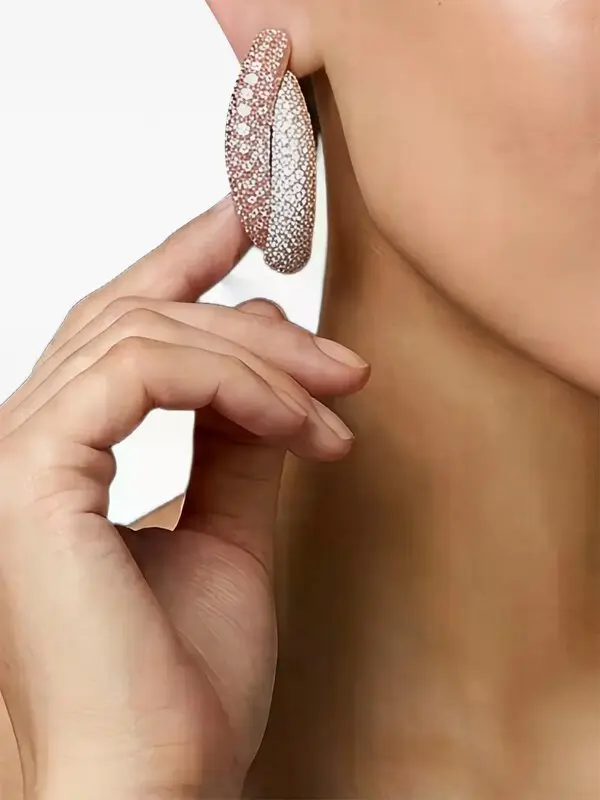 HYT JEWELRY Diamond Hoop Earrings - Silver