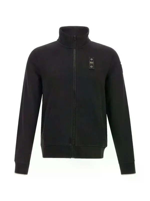 BLAUER. Logo-patch Zip-up Sweater - Black