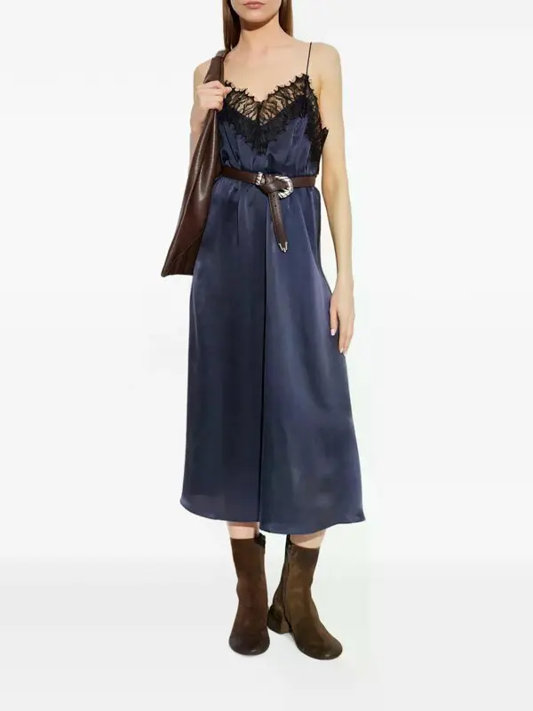 IRO PARIS Bailar Lace-trim Midi Dress - Blue