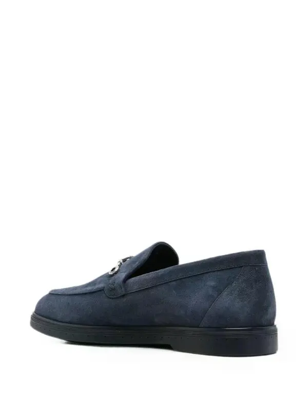 Stefano Ricci Logo-plaque Suede Loafers - Blue