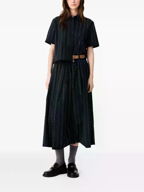 Maje Embellished A-line Midi Skirt