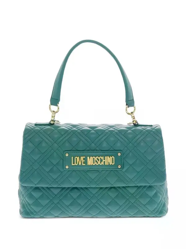Moschino Quilted Logo-plaque Small Bag - Green
