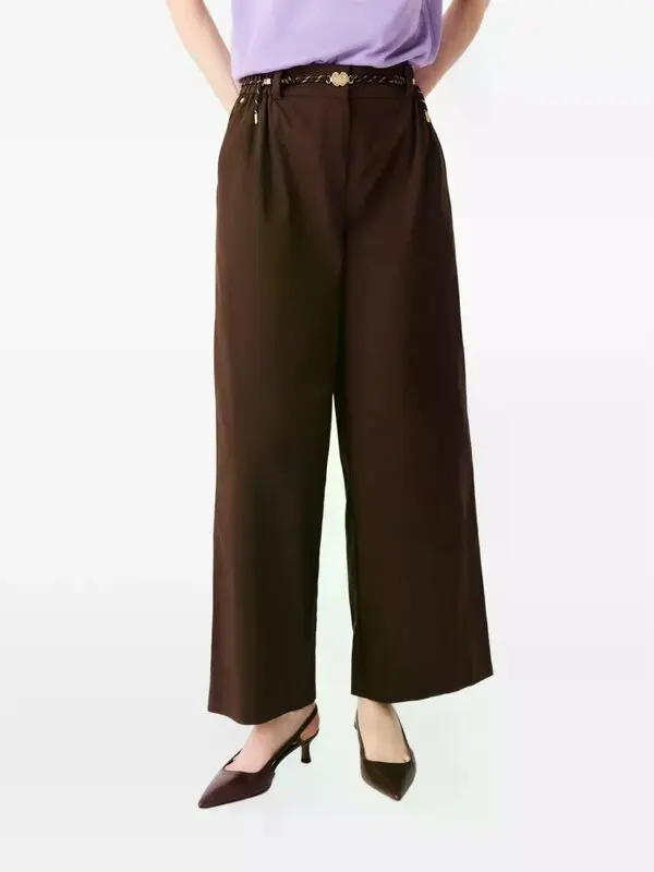 Maje Belted Wide Trousers - Brown