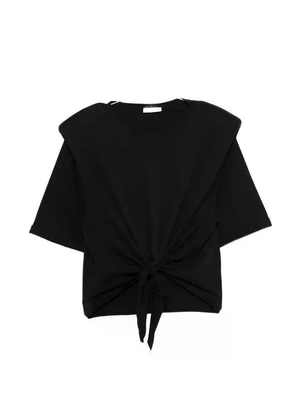 JIJIL Padded-shoulder Tie-fastening T-shirt - Neutrals