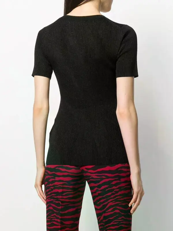 P.a.r.o.s.h Ribbed-knit Short-sleeve T-shirt - Black