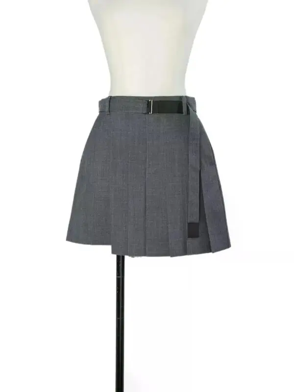 Sacai Belted Pleated Shorts - Grey