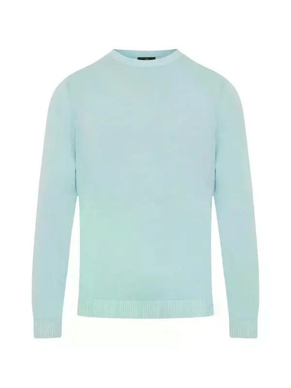 MANDELLI Crew-neck Ribbed-trim Sweater - Blue