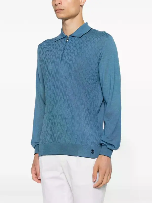 Stefano Ricci Geometric-pattern Zip-fastening Polo Shirt