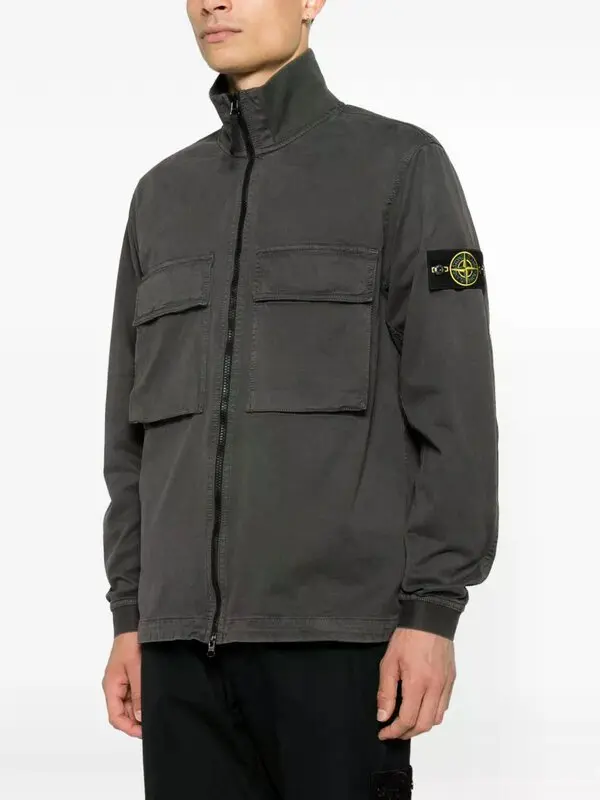 Stone Island Logo-patch Zip-up Shirt Jacket