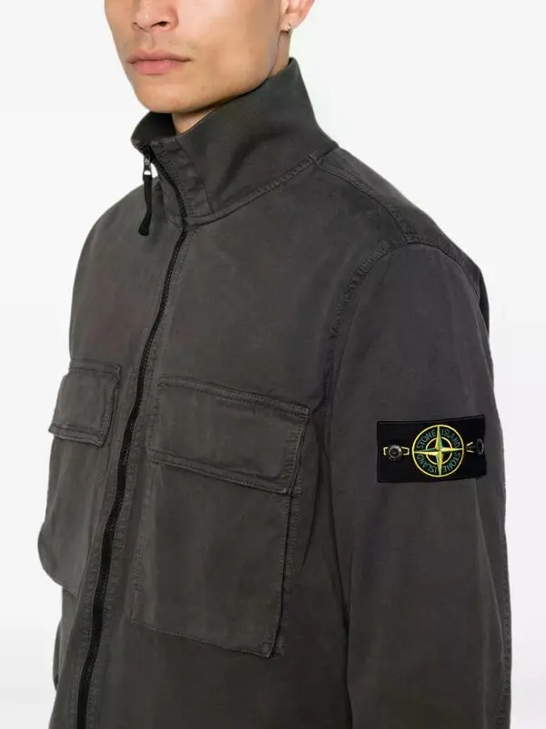 Stone Island Logo-patch Zip-up Shirt Jacket