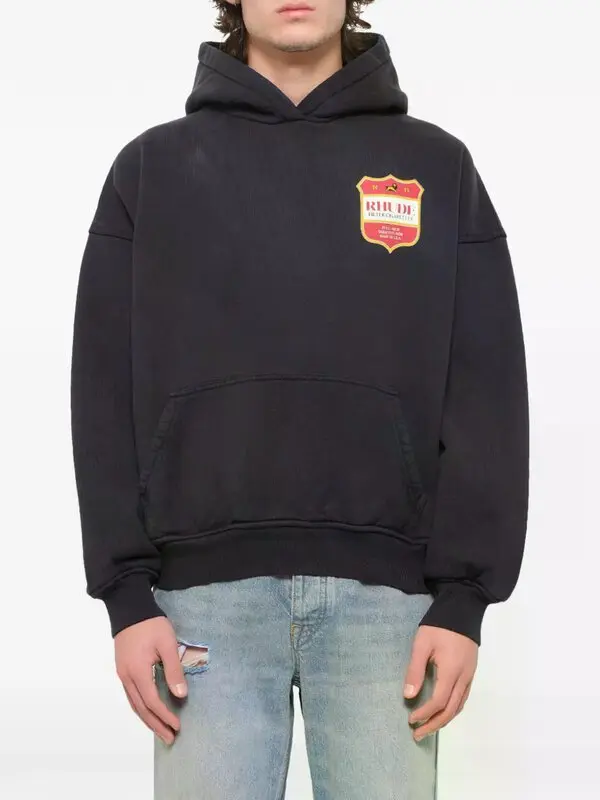 Rhude Crest-graphic Kangaroo-pocket Hoodie