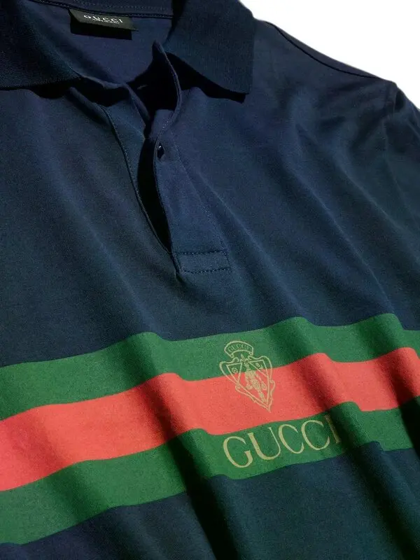 Gucci Web-stripe Logo-print Polo Shirt