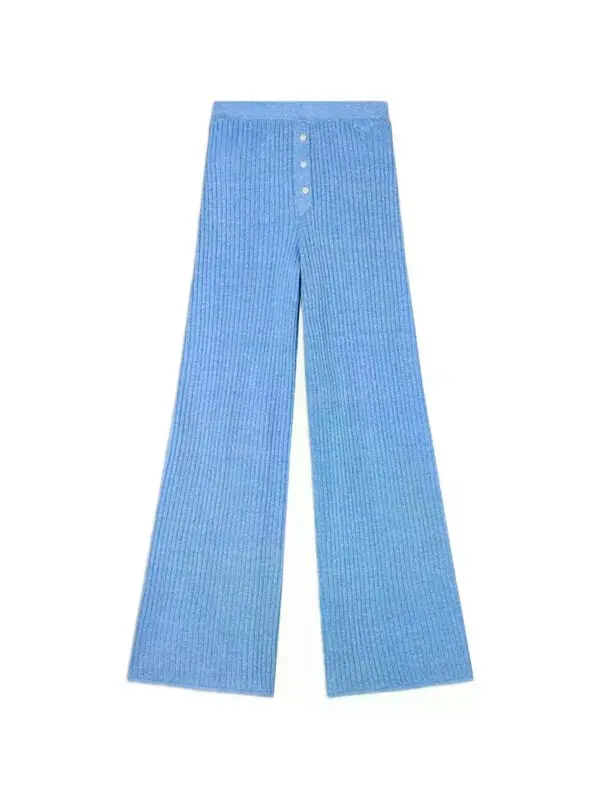 Guest In Residence Ribbed-knit Button-front Trousers - Blue