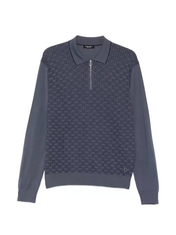Stefano Ricci Geometric-pattern Zip-fastening Polo Shirt