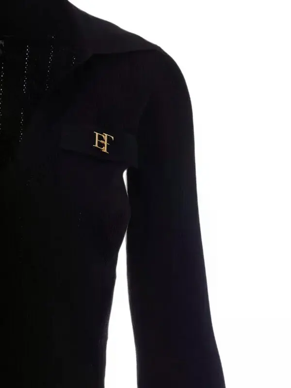 Elisabetta Franchi Logo-plaque Ribbed-knit Midi Dress - Black