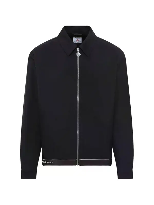 Casablanca Logo-embroidered Zip-up Jacket - Black