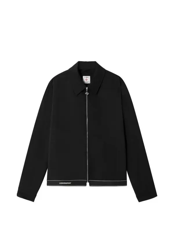 Casablanca Logo-embroidered Zip-up Jacket - Black