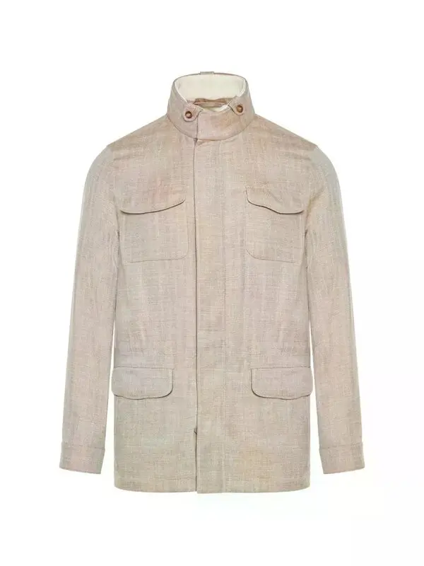 MANDELLI Herringbone-pattern High-neck Jacket