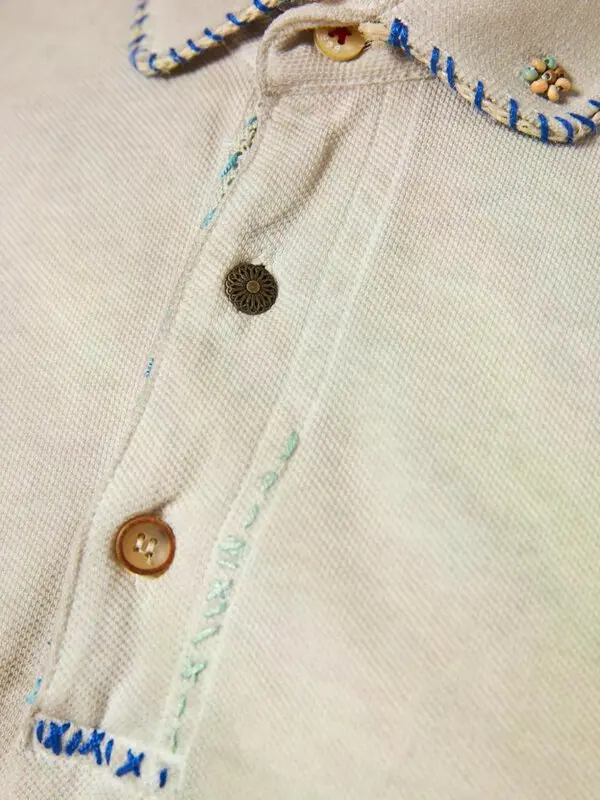 BOB Embroidered Piqué Polo Shirt - Neutrals