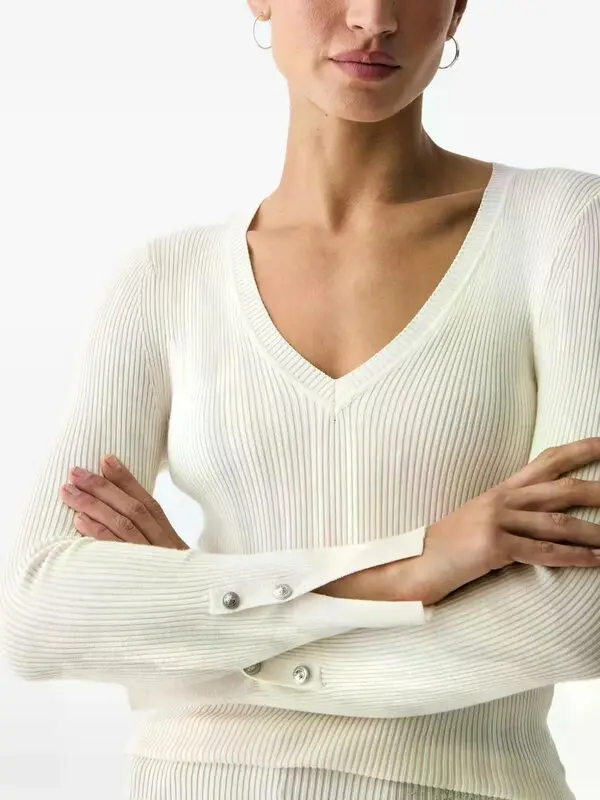 Guess Ellie Ribbed Knit V-neck Sweater
