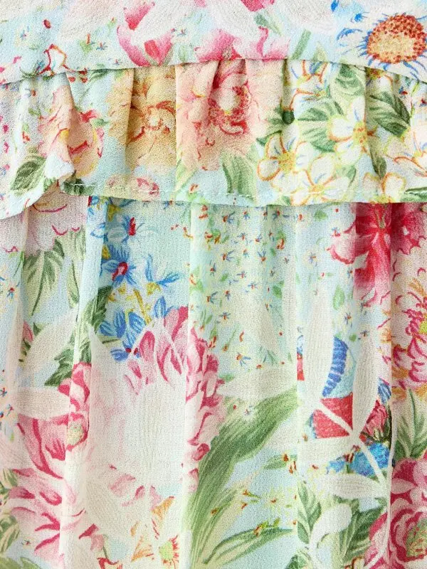 Farm Rio Rendeira Floral-print Ruffled Maxi Dress - Neutrals