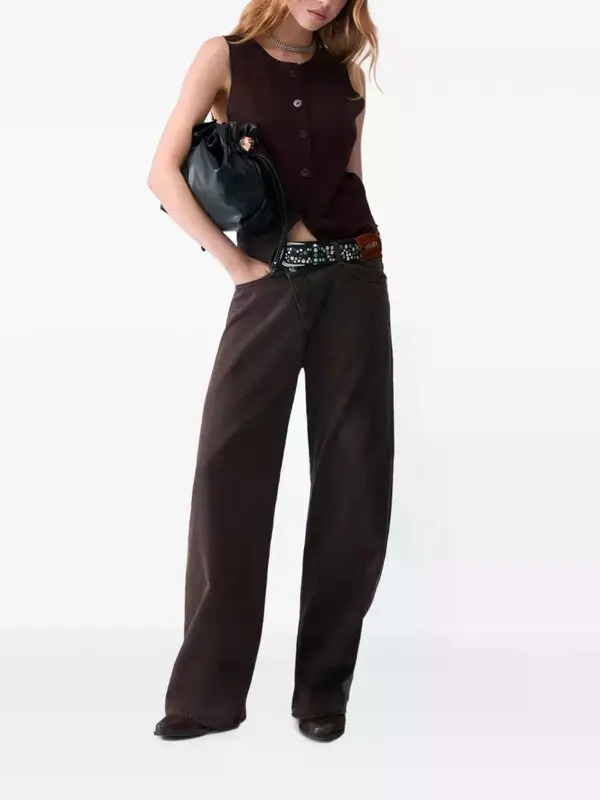 Liu Jo Straight Trousers With Asymmetrical Waistband - Brown