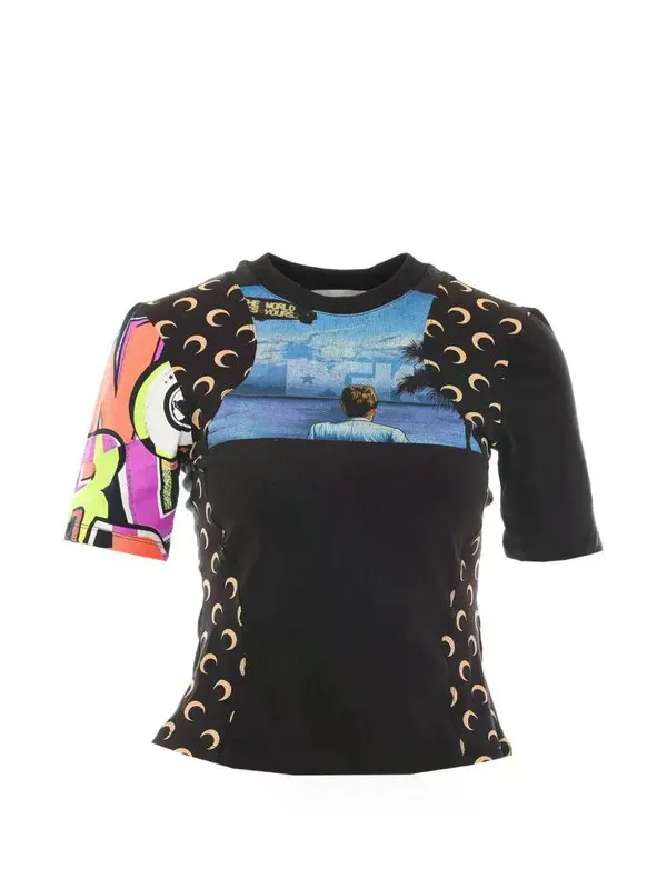 MARINE SERRE Graphic-print Moon-panel T-shirt