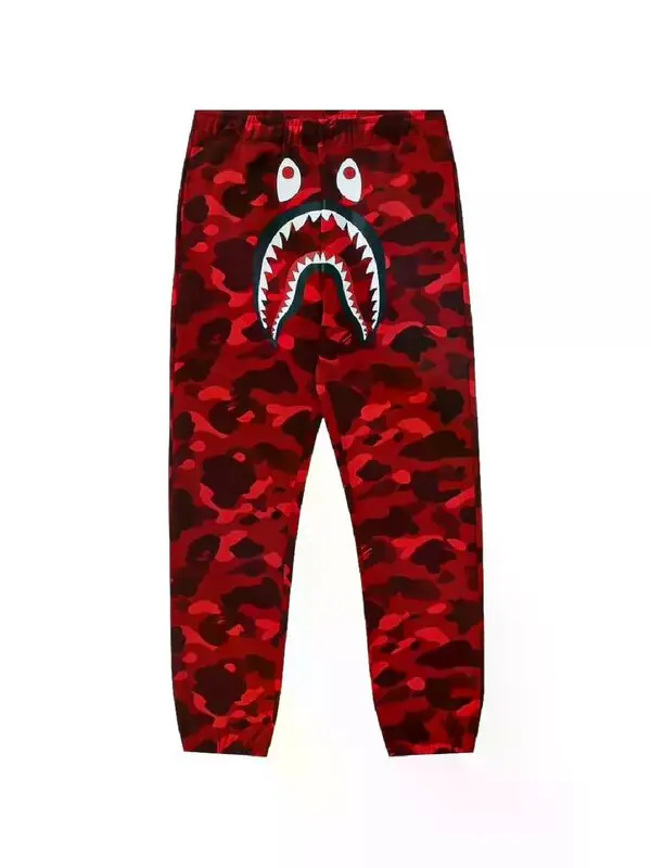 A BATHING APE Camo Shark Track Pants - Red