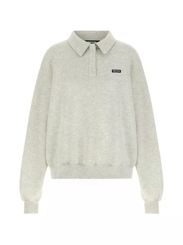 ROTATE BY BIRGER CHRISTENSEN Balloon-sleeve Polo Top - Grey