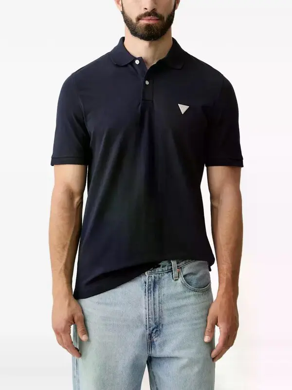 Guess Logo-patch Polo Shirt - Blue