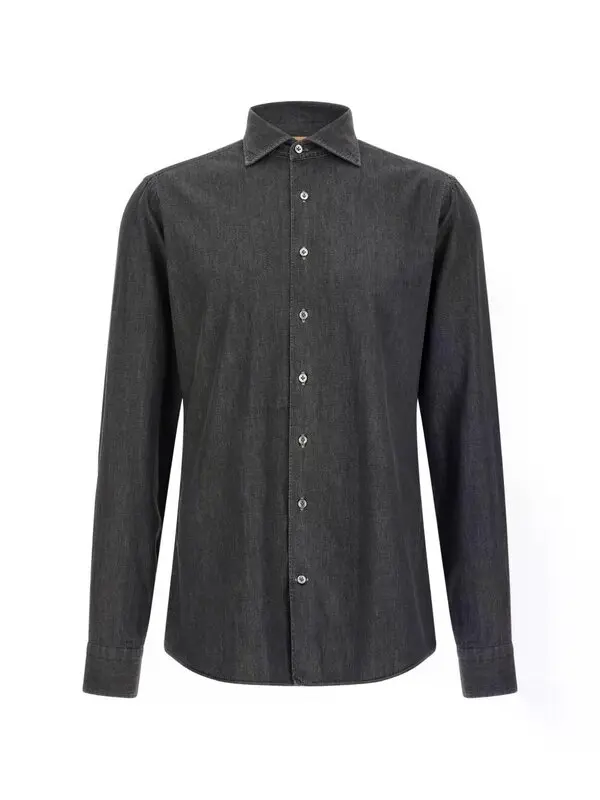 BORRIELLO NAPOLI Cotton Denim Shirt - Grey