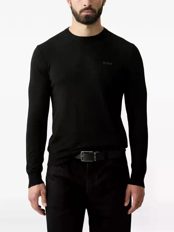 Guess Logo-embroidered Sweater - Black