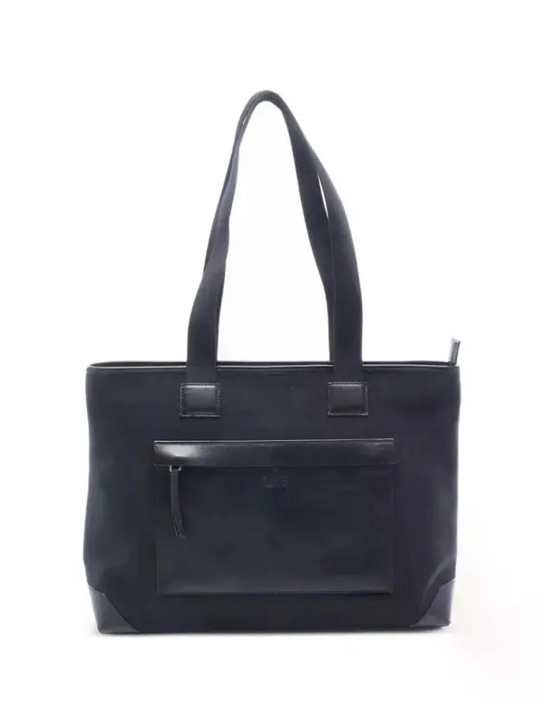 Gucci 2000s Canvas Leather Tote Bag - Black