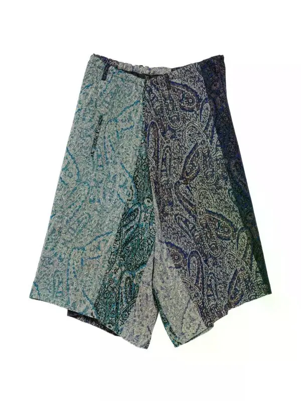 Y’s Patterned Crop Trousers - Blue