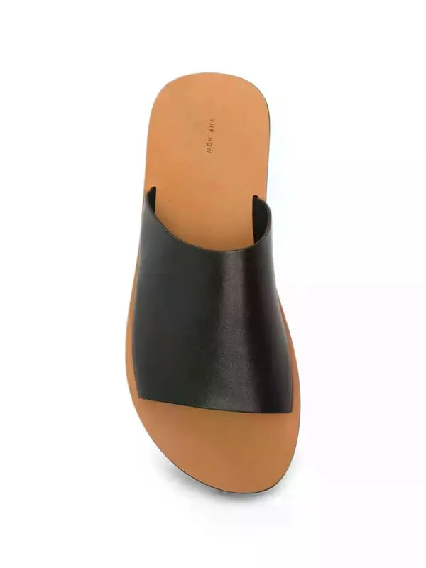 THE ROW Charlie Leather Flat Sandals - Black