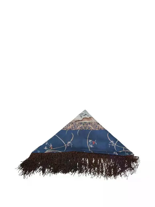 PIERRE-LOUIS MASCIA Fringe-trim Floral-print Scarf - Blue