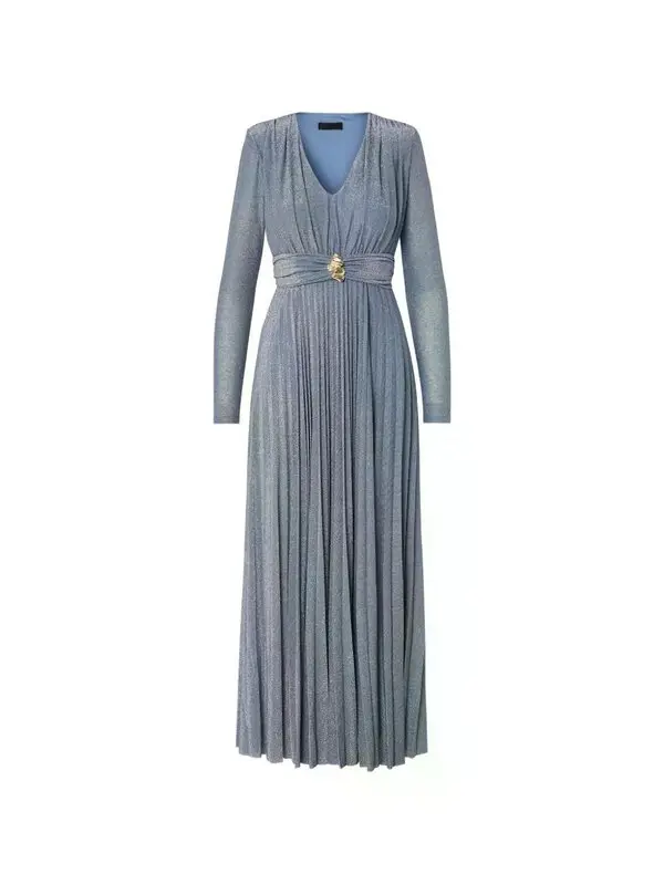 Liu Jo Long Pleated Lurex Dress - Blue