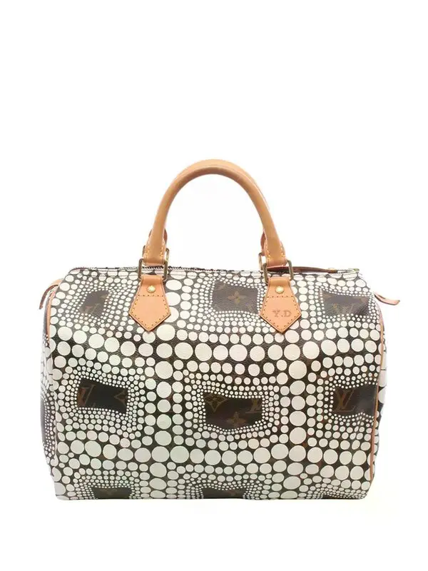 LOUIS VUITTON Yayoi Kusama Monogram Speedy 30 Boston Bag - White
