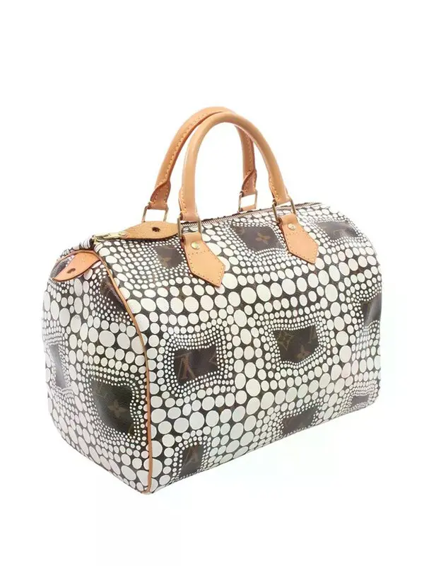LOUIS VUITTON Yayoi Kusama Monogram Speedy 30 Boston Bag - White