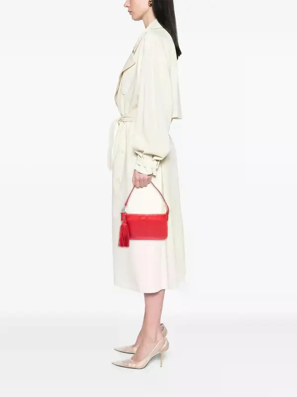 Fendi 2000-2010 Zucchino Embossed Nappa Tassel Handbag - Red