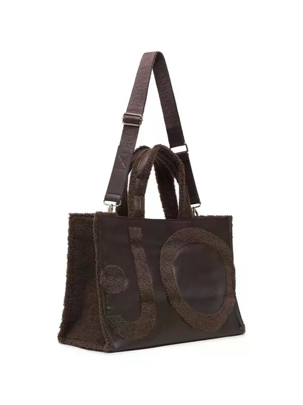 Liu Jo Large Shearling Trimmed Tote Bag With Maxi Logo