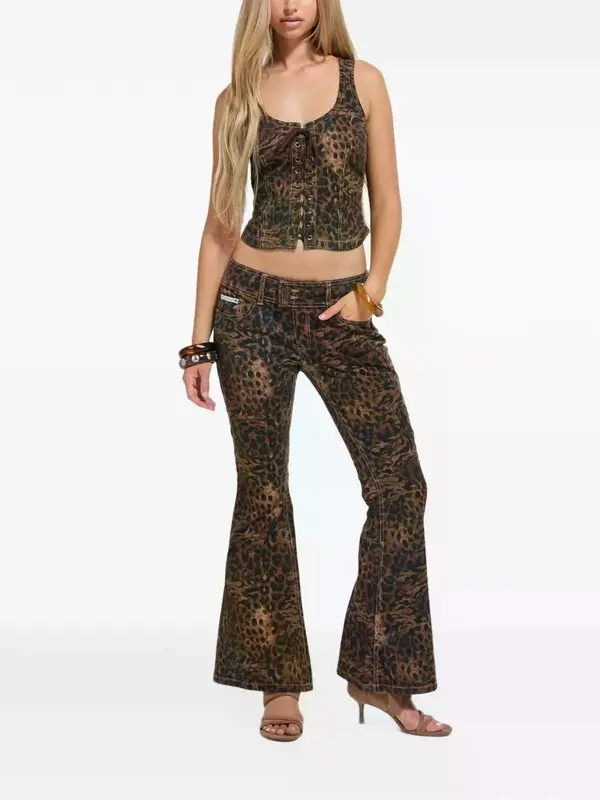 Juicy Couture Animal-print Flared Jeans - Brown