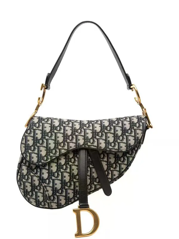 Dior 2018 Oblique Canvas Saddle Bag Shoulder Bag - Blue