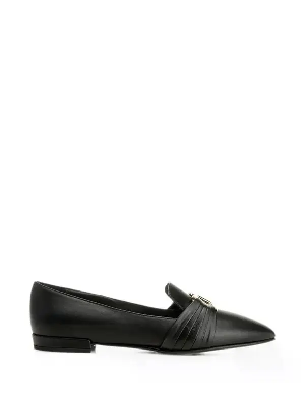 FERRAGAMO Gancini Plaque Leather Loafers - Black